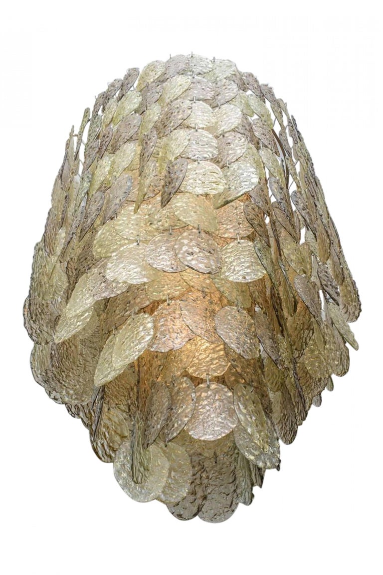 Monumental Italian Modern Amber Glass Chandelier by Mazzega For Sale at ...