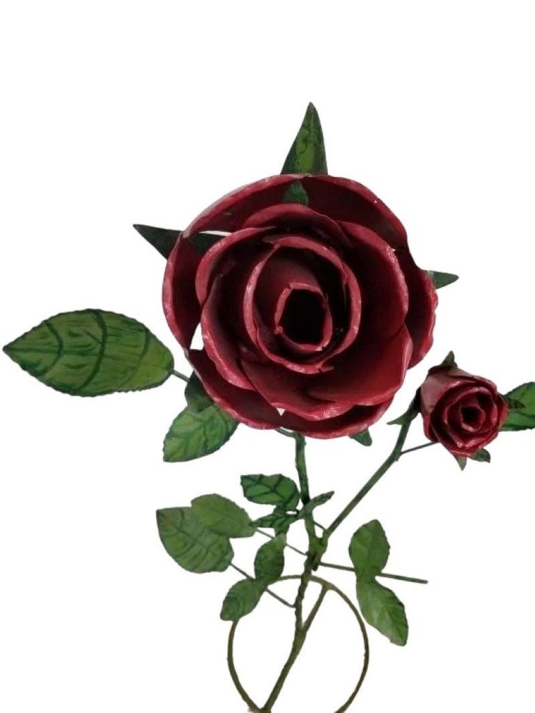 Monumental Italian Tole Metal Rose Garden Ornament For Sale at 1stDibs