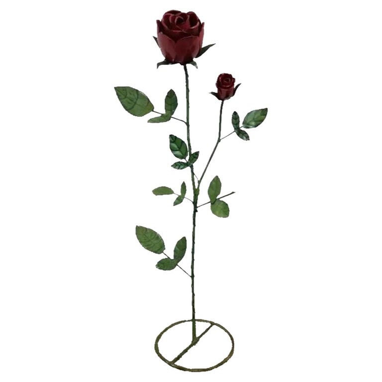 Monumental Italian Tole Metal Rose Garden Ornament For Sale at 1stDibs