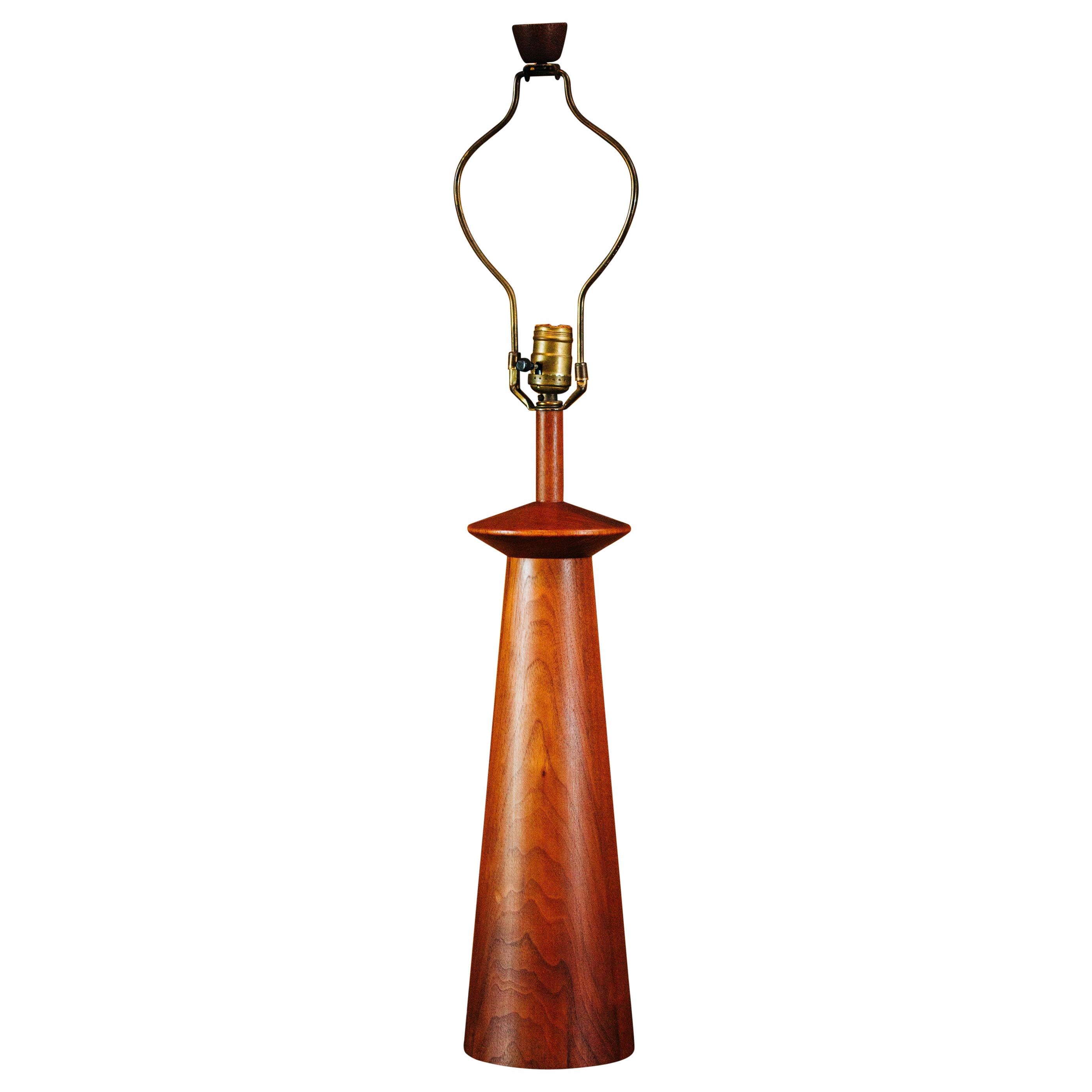 Handcrafted Turned Eden Lamp of Figured Walnut and Graphite Ash, Black ...