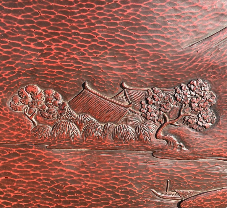 Monumental Japanese Bas Relief Carving on Natural Wood Slab For Sale at ...