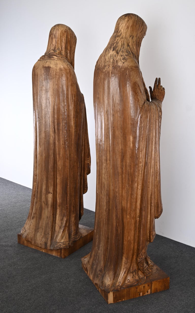 Monumental Jesus and Virgin Mary Folk Art Sculptures from the Jesuit ...