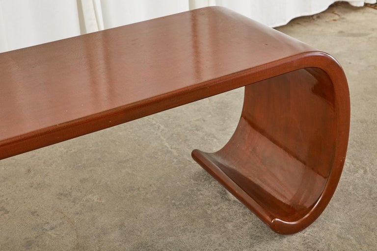 Monumental Karl Springer Style Lacquered Scroll Console Table at ...