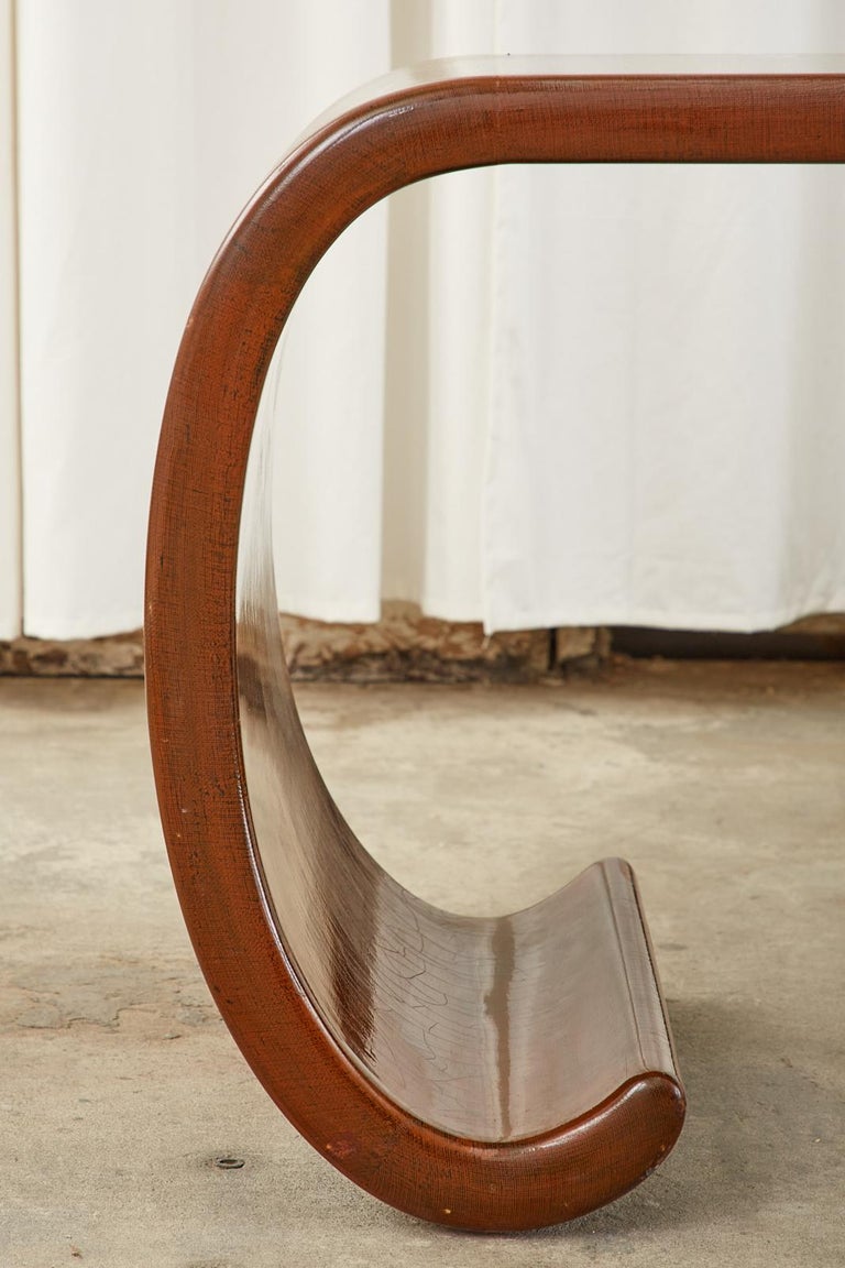 Monumental Karl Springer Style Lacquered Scroll Console Table at ...