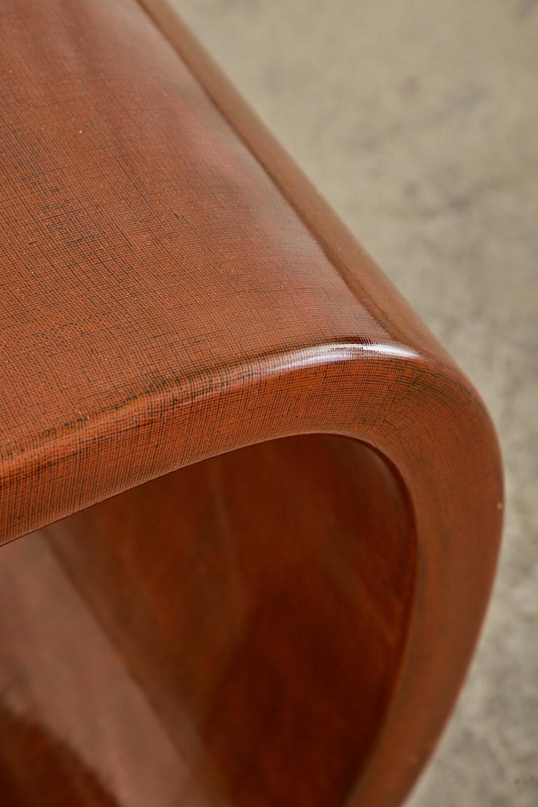 Monumental Karl Springer Style Lacquered Scroll Console Table at ...