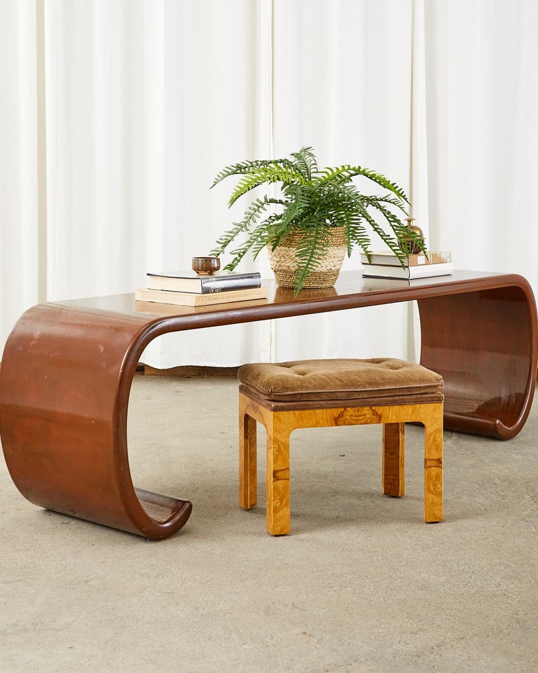 Monumental Karl Springer Style Lacquered Scroll Console Table at ...