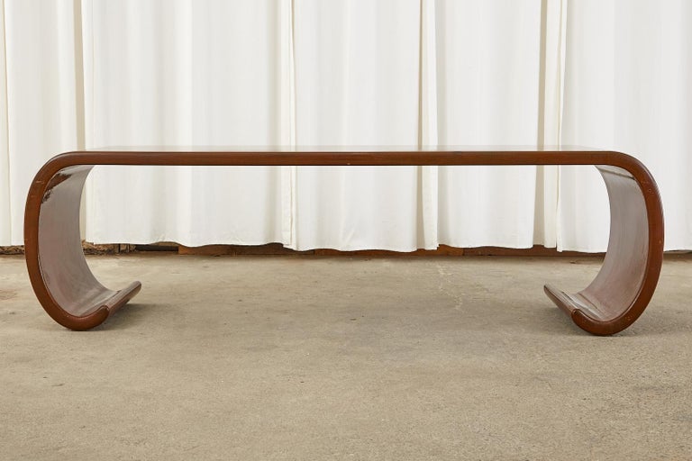 Monumental Karl Springer Style Lacquered Scroll Console Table at ...