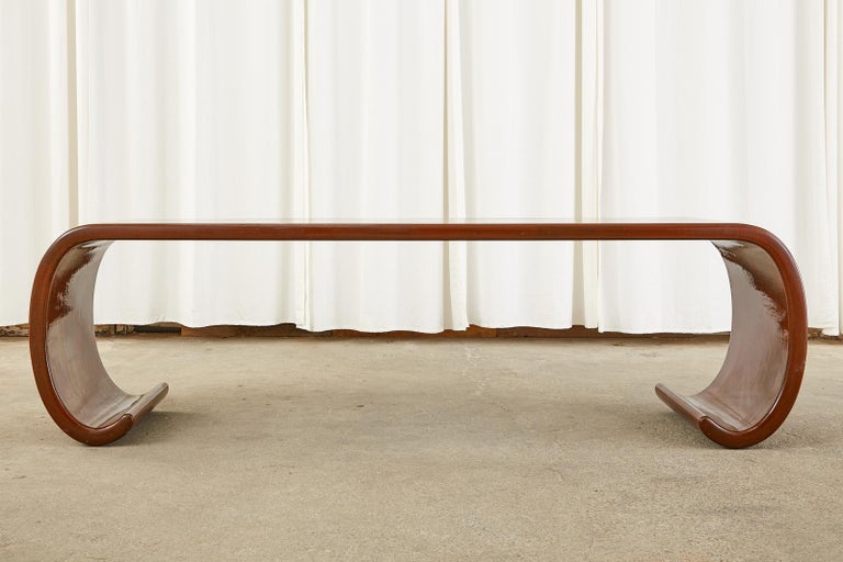 Monumental Karl Springer Style Lacquered Scroll Console Table at ...