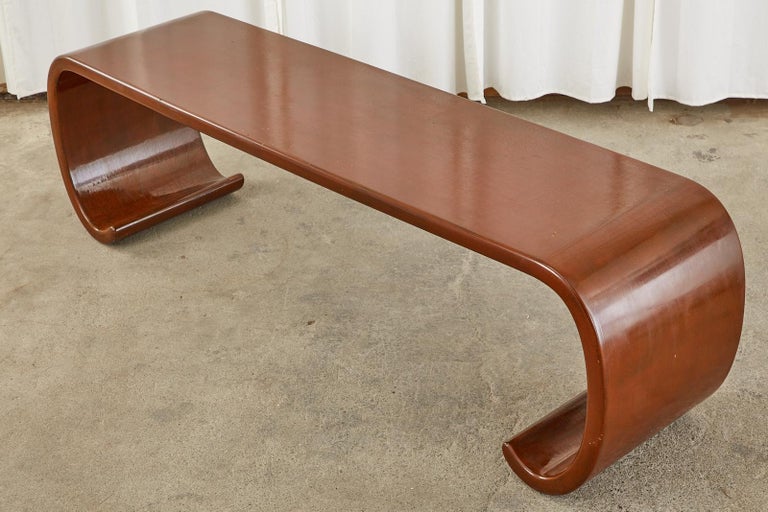 Monumental Karl Springer Style Lacquered Scroll Console Table at ...