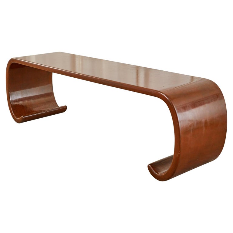 Monumental Karl Springer Style Lacquered Scroll Console Table at ...