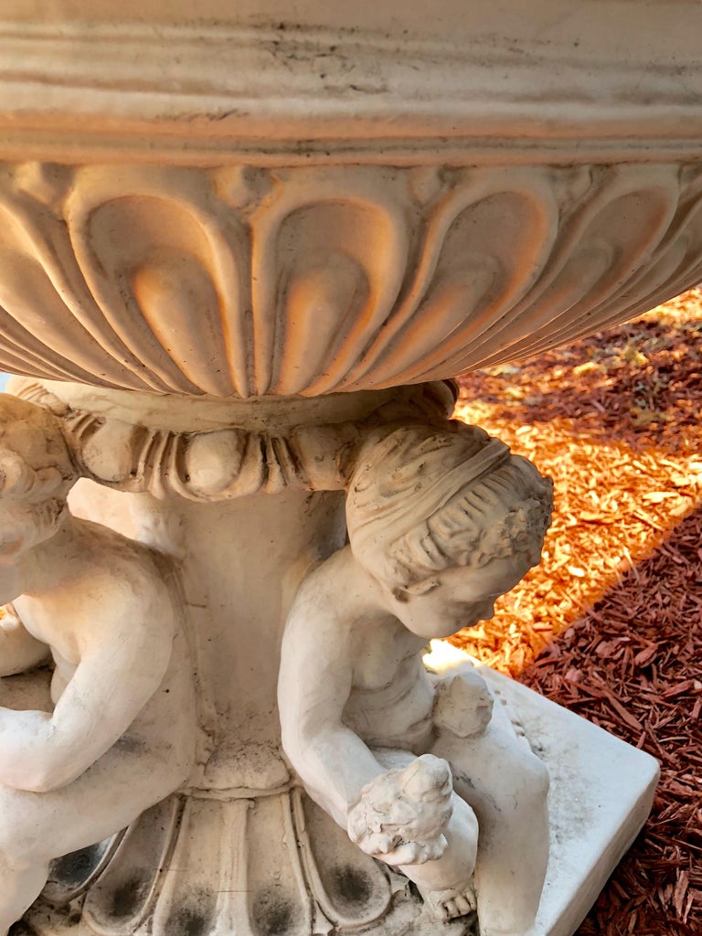 Monumental Large Fiberglass or Resin Cherub Planter at 1stDibs