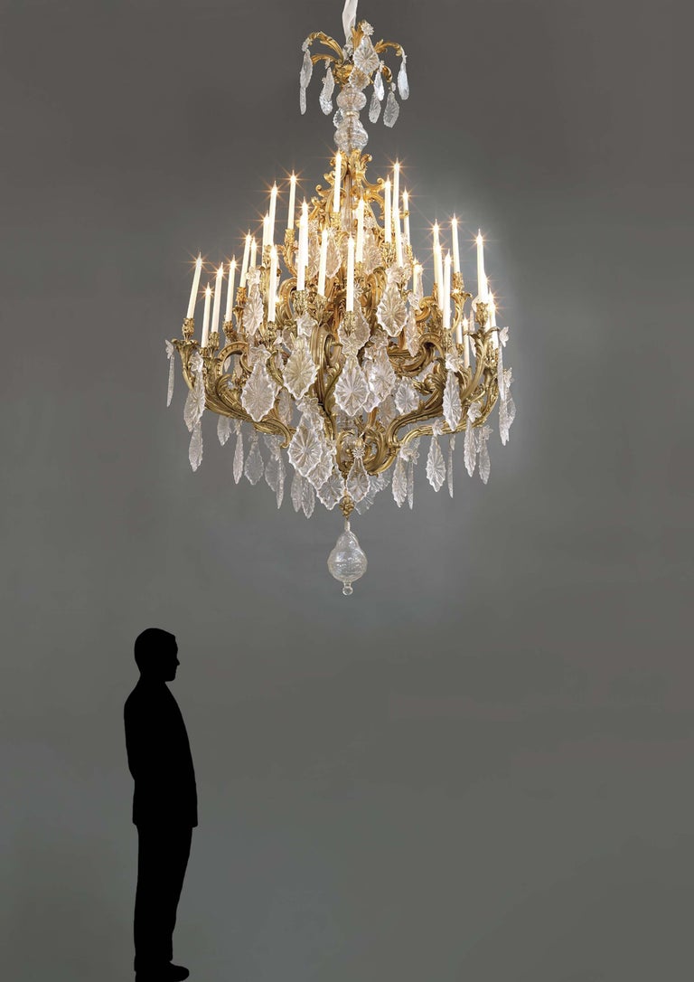 Monumental Louis XV Style Cut-Glass Forty-Eight Light Chandelier, circa ...
