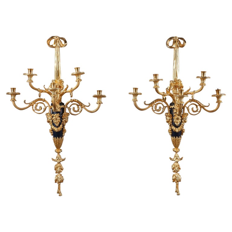 Monumental Louis XVI Style Wall Sconces after Thomire For Sale at 1stDibs