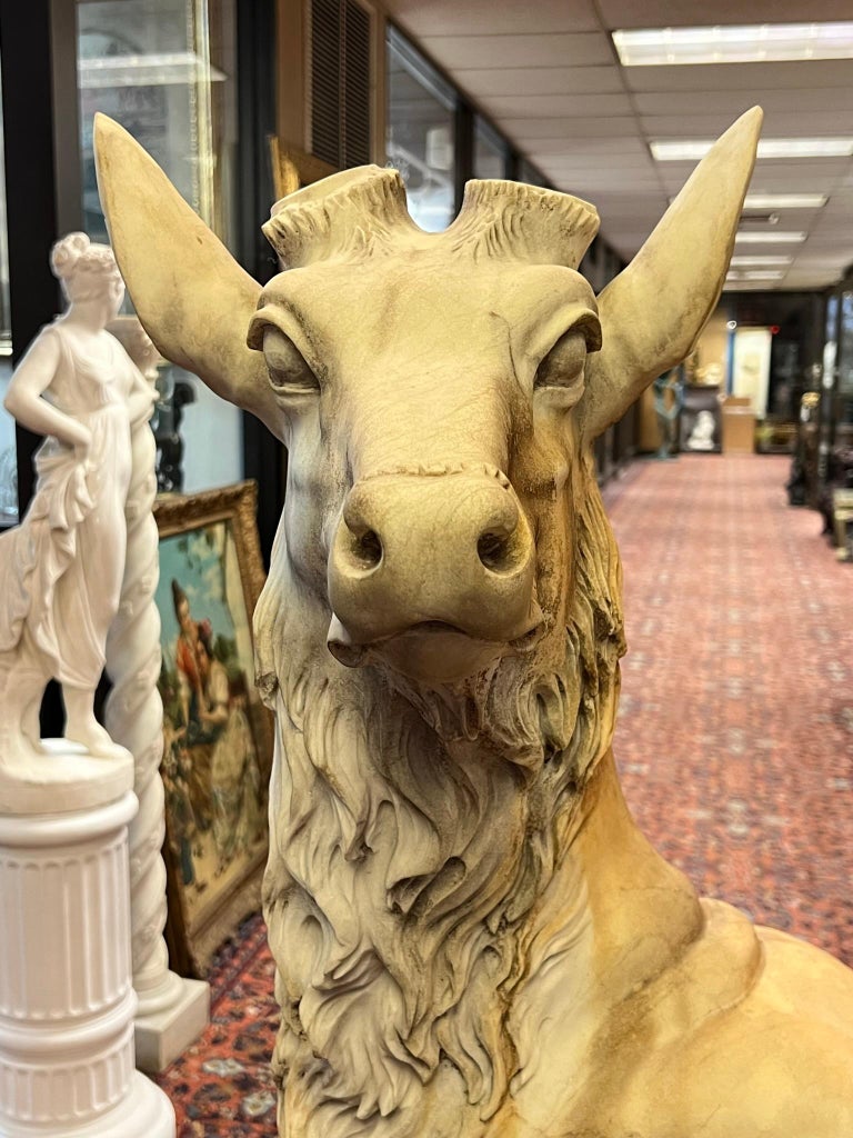 Monumental Marble Sculpture of Buck Deer and Fawn For Sale at 1stDibs
