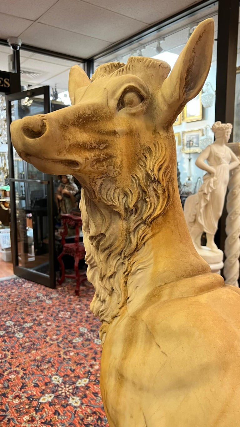 Monumental Marble Sculpture of Buck Deer and Fawn For Sale at 1stDibs