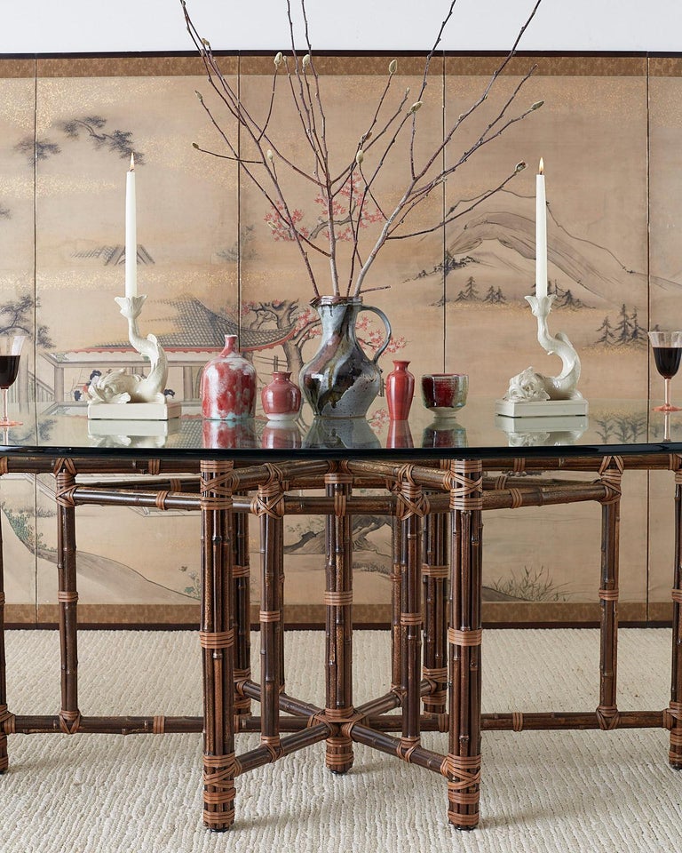 Monumental McGuire California Modern Rattan Oval Dining Table For Sale ...