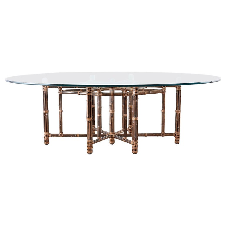 Monumental McGuire California Modern Rattan Oval Dining Table For Sale ...