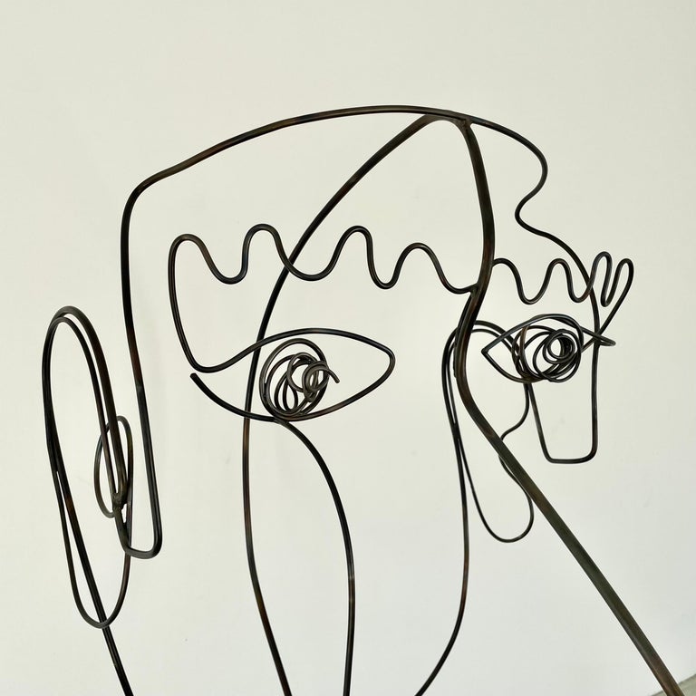 Monumental Metal Wire Face Sculpture For Sale at 1stDibs