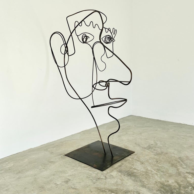 Monumental Metal Wire Face Sculpture For Sale at 1stDibs | metal wire ...