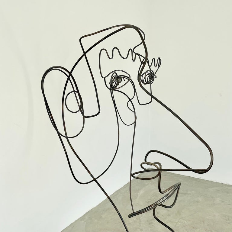 Monumental Metal Wire Face Sculpture For Sale at 1stDibs