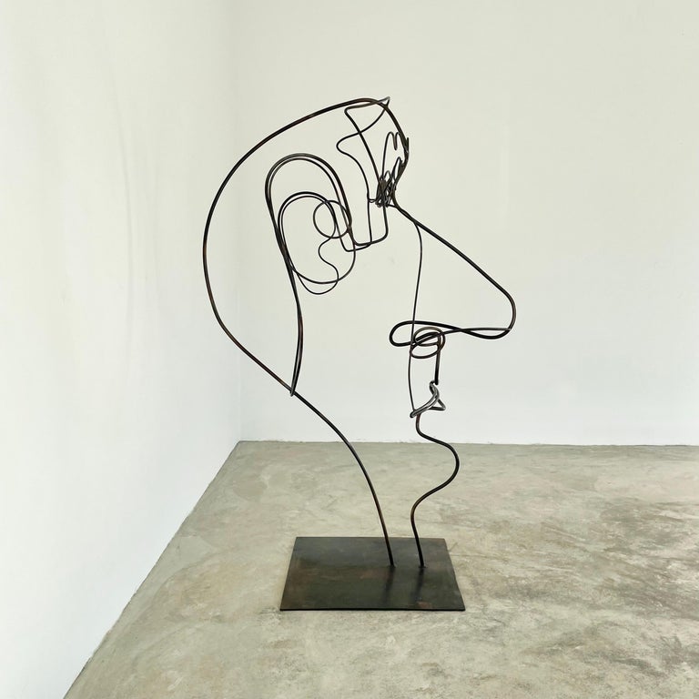 Monumental Metal Wire Face Sculpture For Sale at 1stDibs