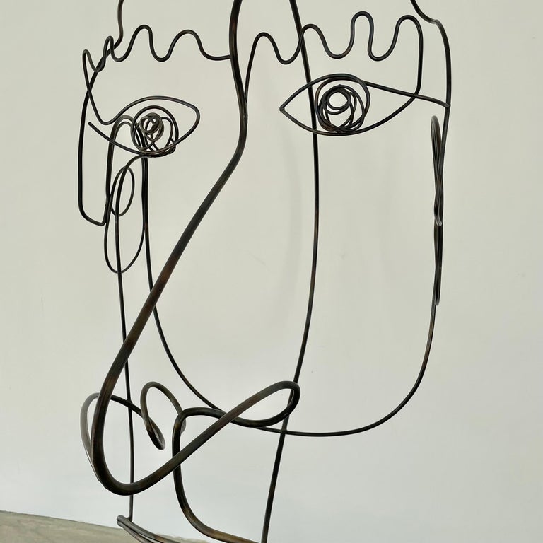 Monumental Metal Wire Face Sculpture For Sale at 1stDibs