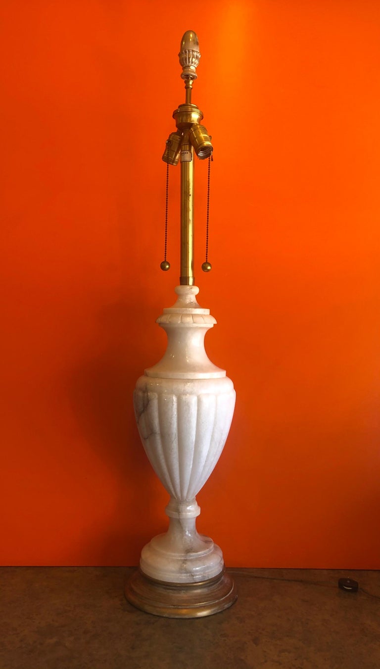 Monumental Midcentury Hand Carved Marble Table Lamp by Marbro Lamp ...