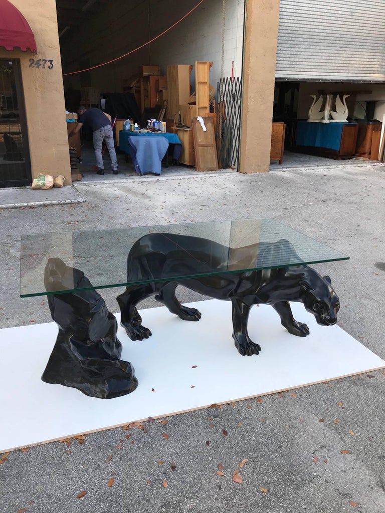 Monumental Mid-Century Modern Black Panther Centre Table or Console ...