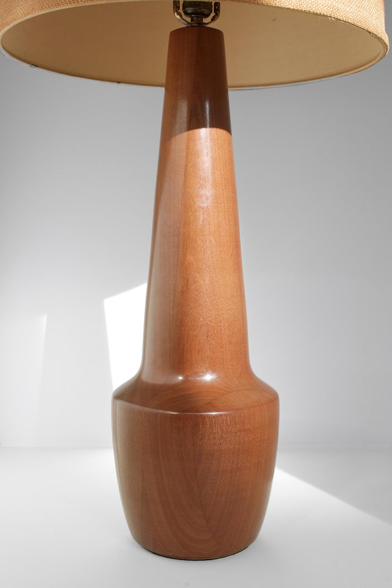 Monumental Midcentury Turned Wood Lamp For Sale at 1stDibs