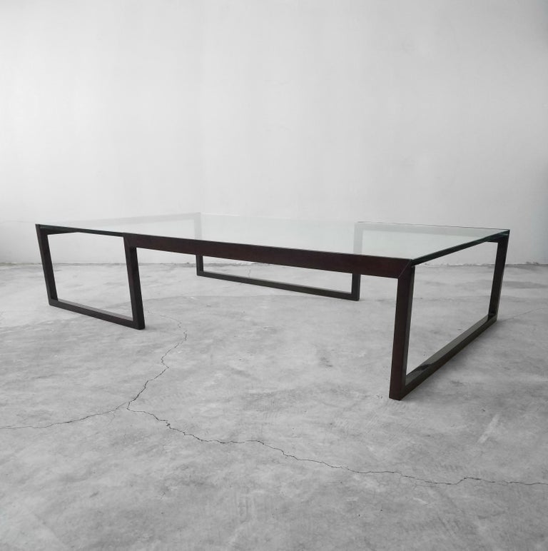 Monumental Minimalist Modern Glass Coffee Table For Sale at 1stDibs