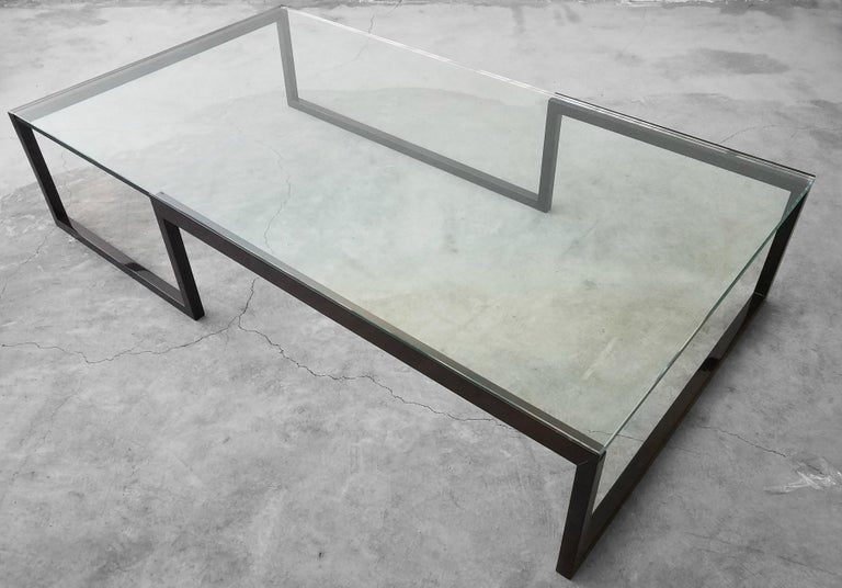 Monumental Minimalist Modern Glass Coffee Table For Sale at 1stDibs