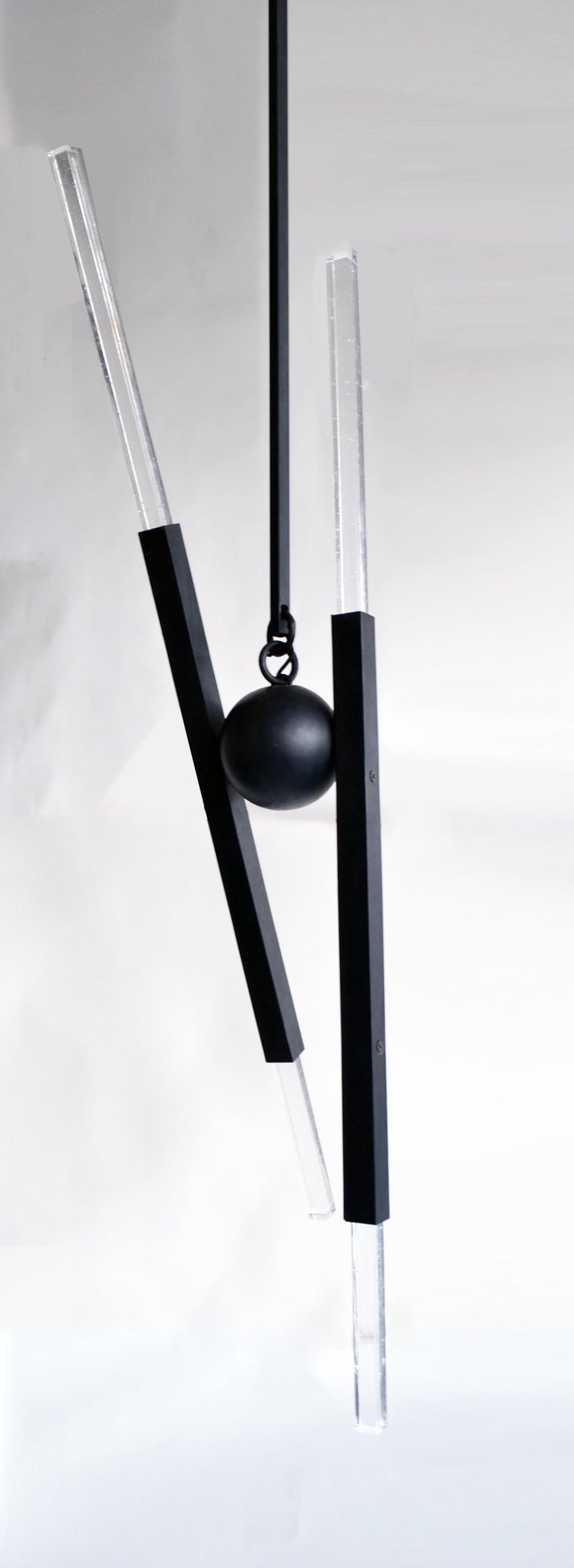 Monumental Modern Ceiling Light Chandelier Fixture Cast Glass Blackened ...