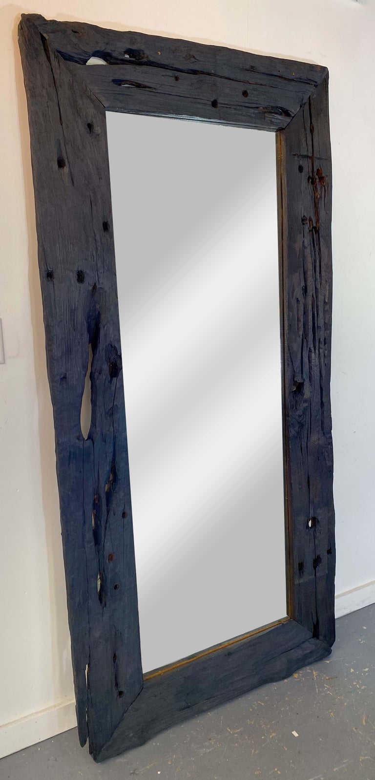Monumental Modern Rustic Style Hand carved Wooden Black Frame Floor ...