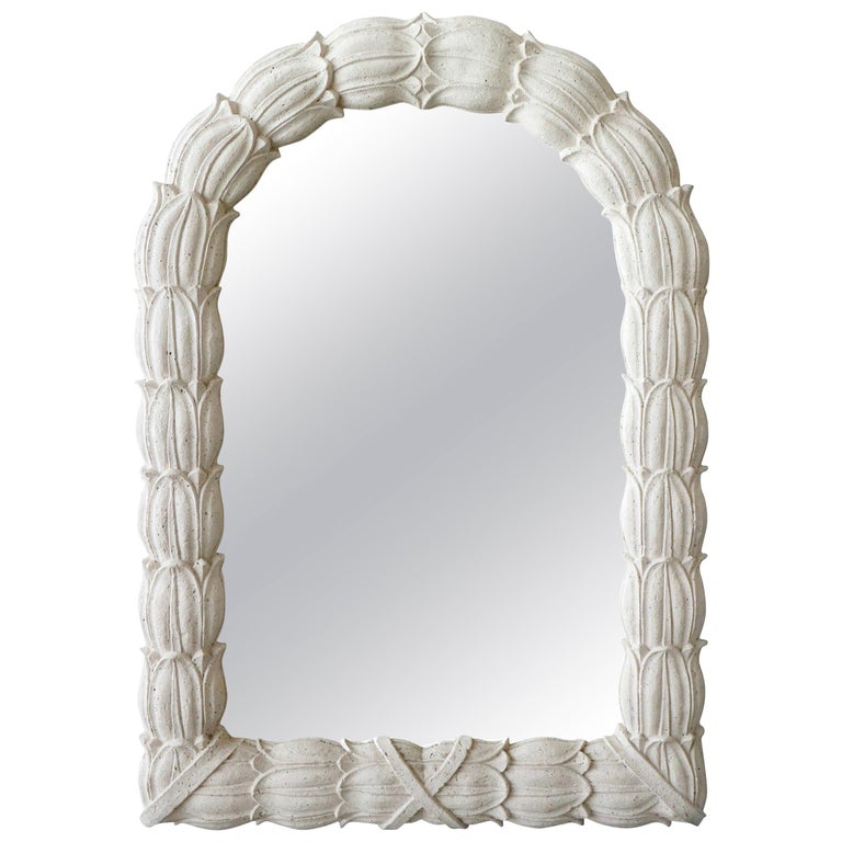 Monumental Carved Relief Stone Wall Mirror For Sale at 1stDibs