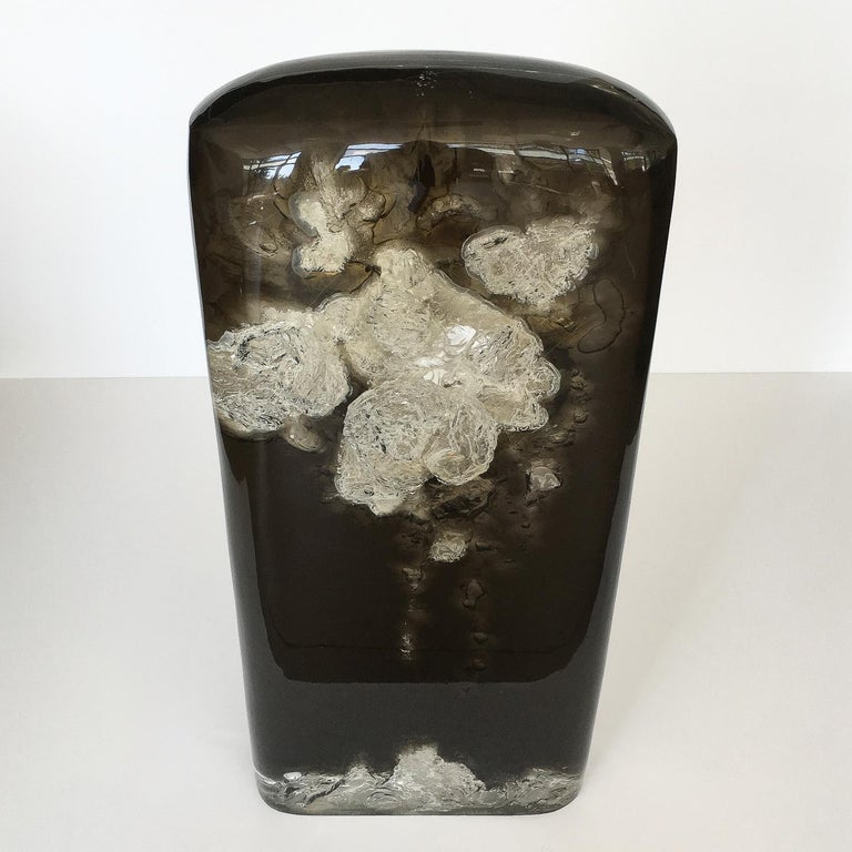 Monumental Monolithic Smoked Resin Sculpture with Bubble Inclusions at ...