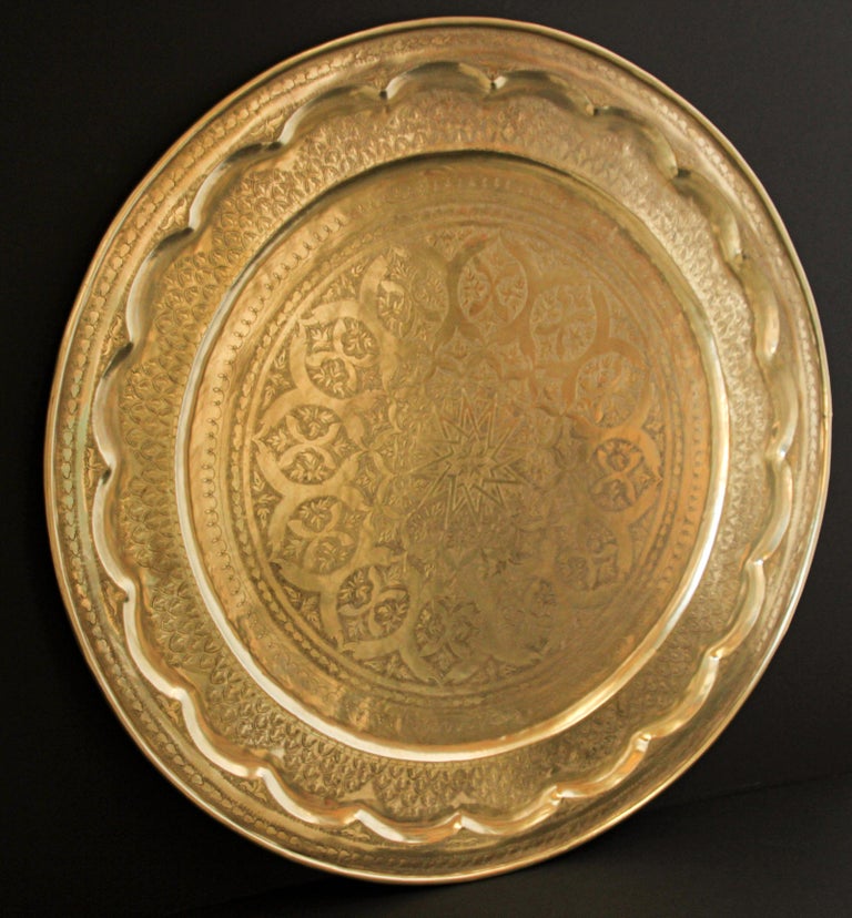 Monumental Moroccan Moorish Brass Tray Platter For Sale at 1stDibs ...