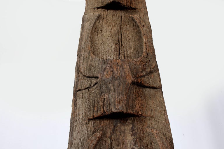 Monumental Morung Carving with Three Mithun Head Decoration at 1stDibs ...