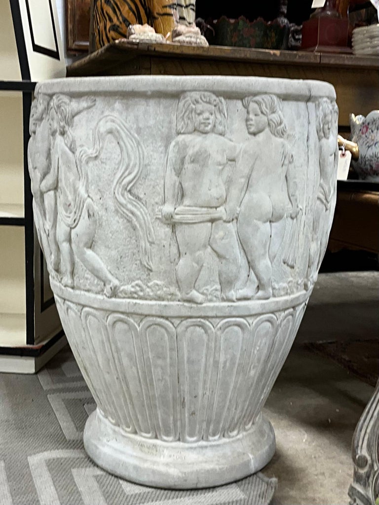 Monumental Neo-Classical Style Concrete / Stone Planters By Henri ...