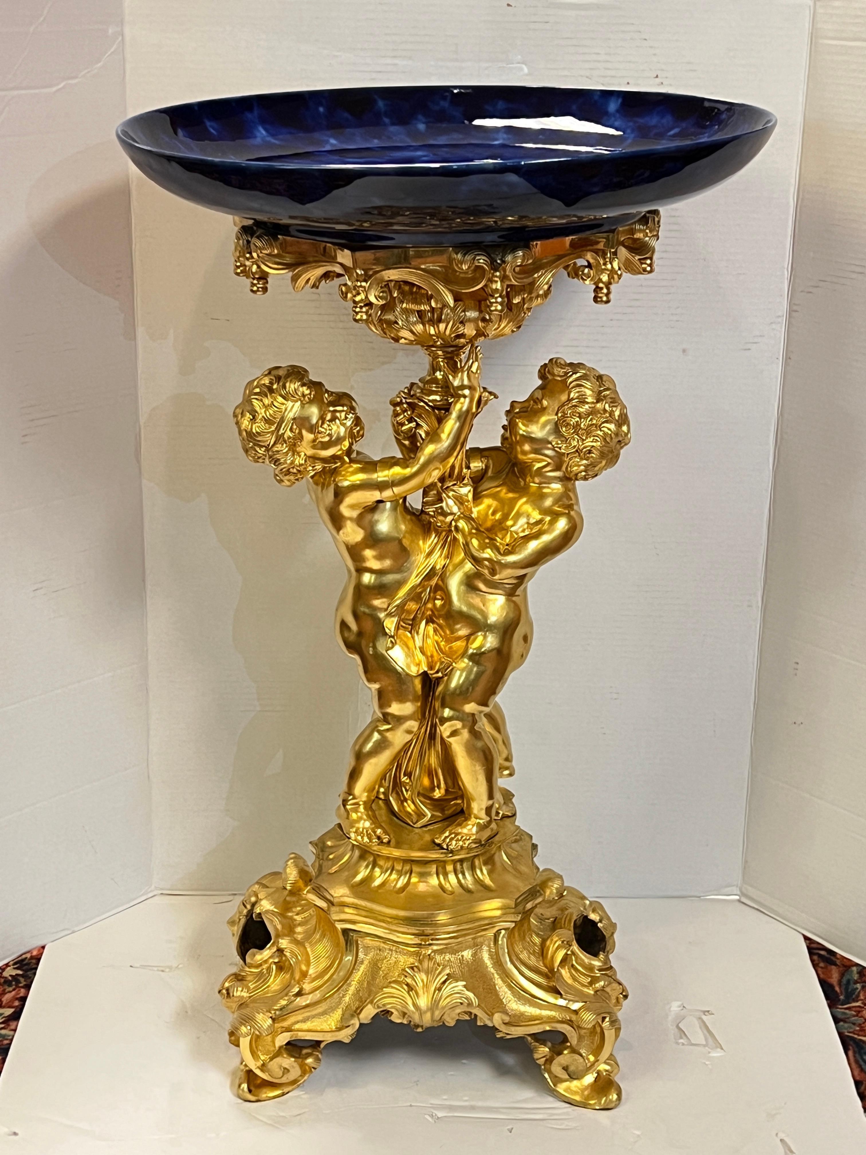 Monumental Neoclassical Gilt Bronze and Cobalt Blue Glazed Porcelain ...