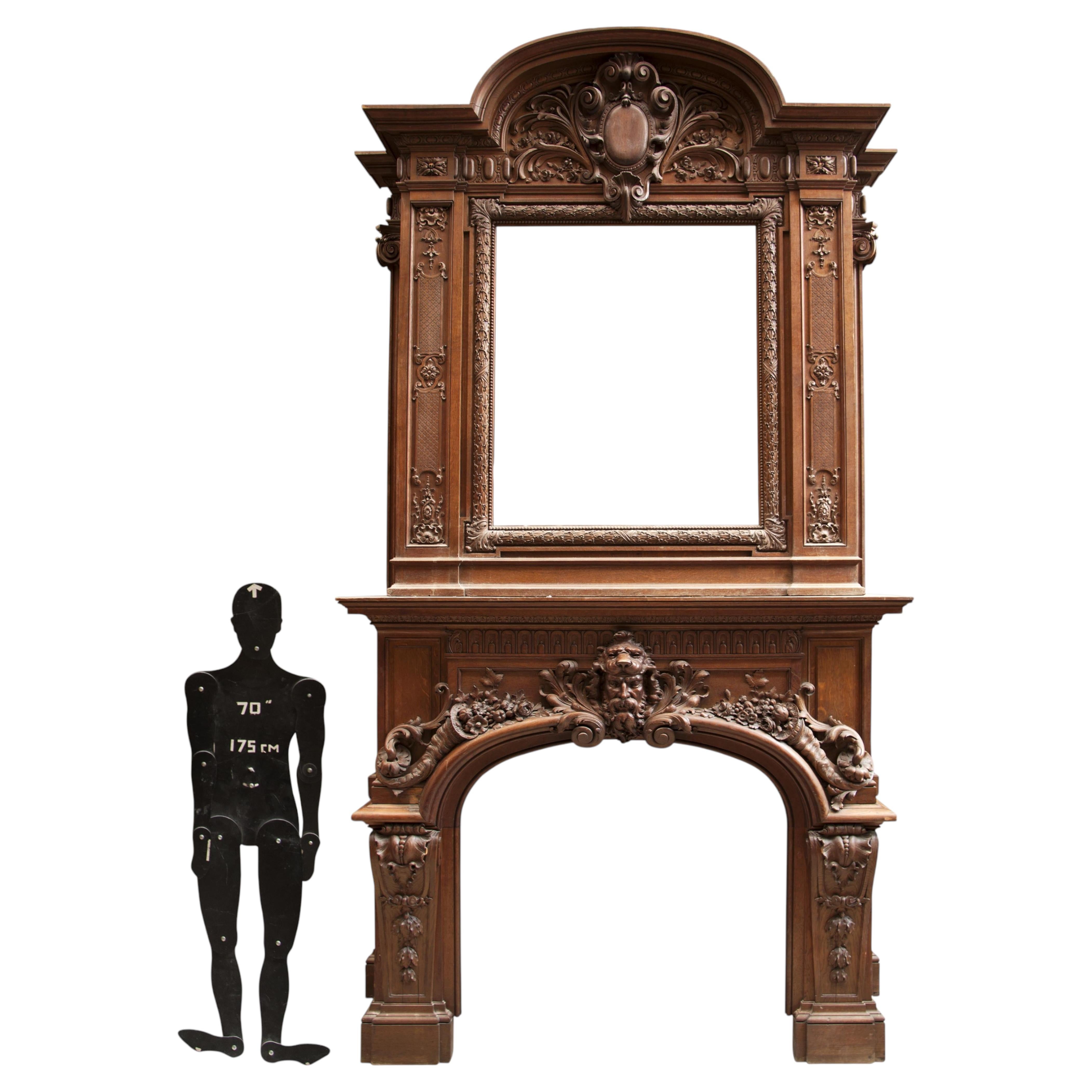 Napoleon III Mahogany Fireplace Mantel with Red Marble, France, 1870 at ...