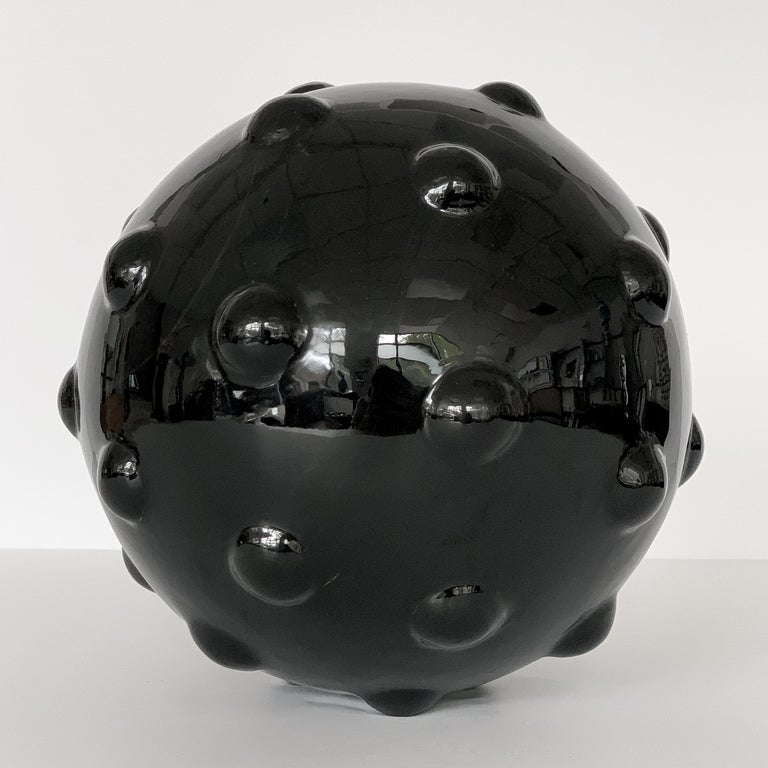 Monumental Obsidian Carved Mine Form Sphere Sculpture at 1stDibs