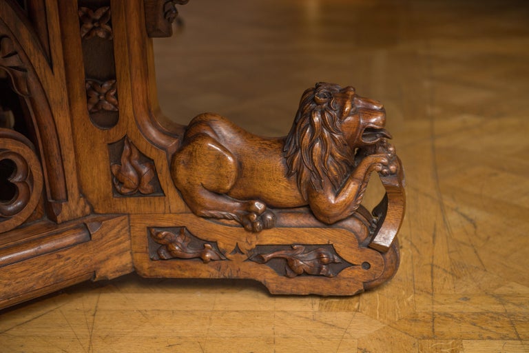 Monumental Octagonal Brown Oak Library Table, circa 1850 For Sale at ...