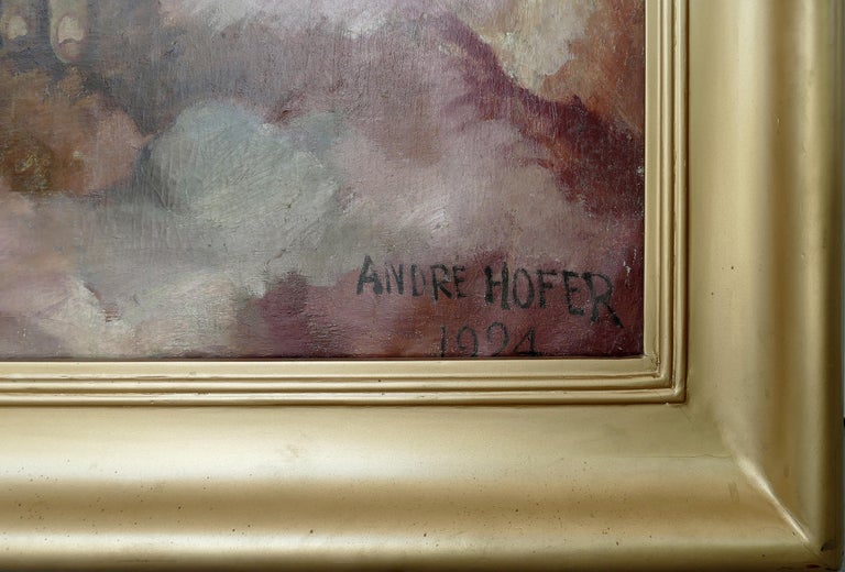 Monumental Art Deco Oil Painting by André Hofer on Canvas, "Harvest ...