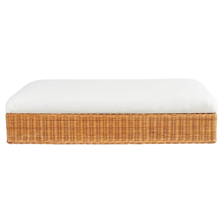 Monumental Organic Modern Woven Rattan Wicker Ottoman Coffee Table at ...