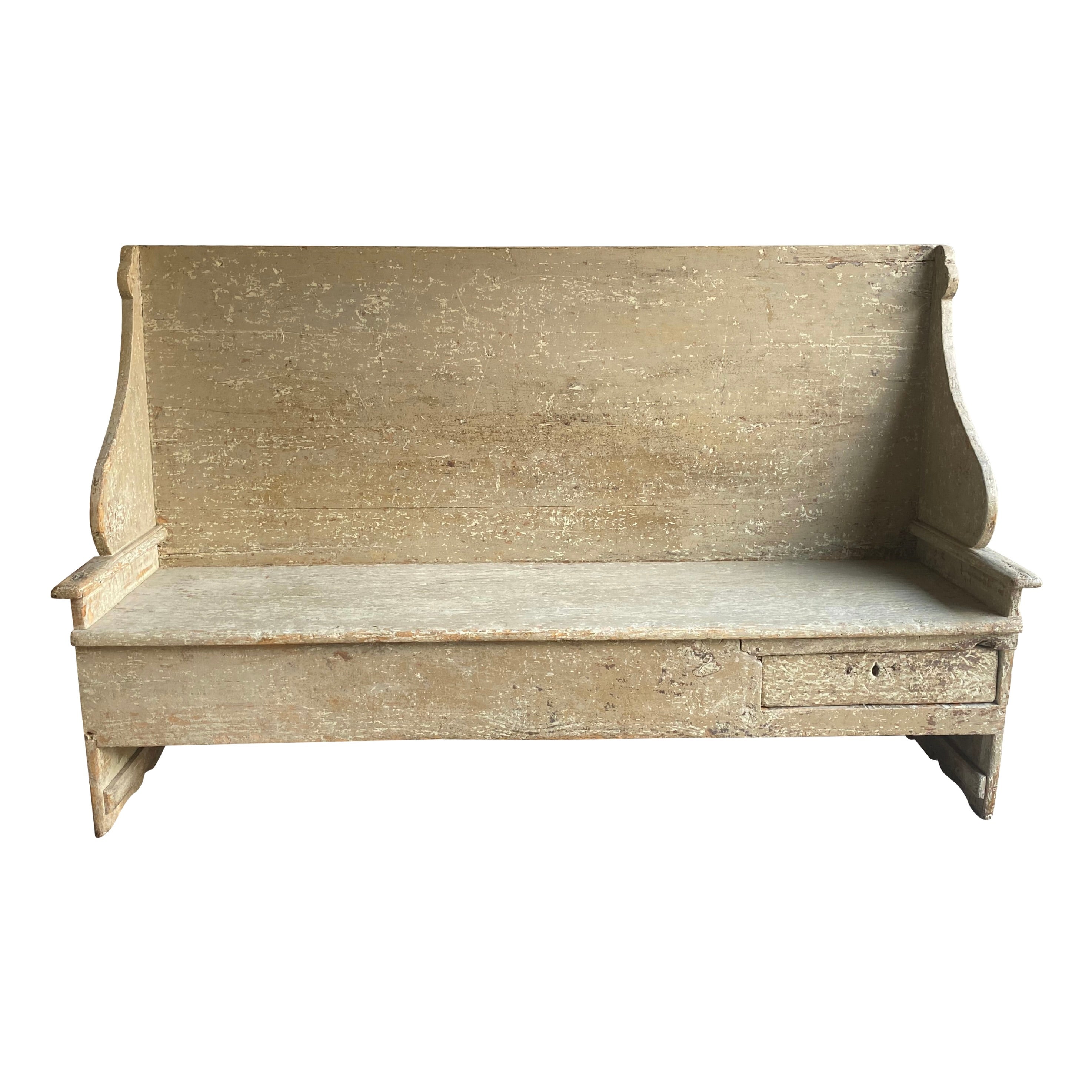 18th Century Italian Painted Cassapanca Bench For Sale at 1stDibs
