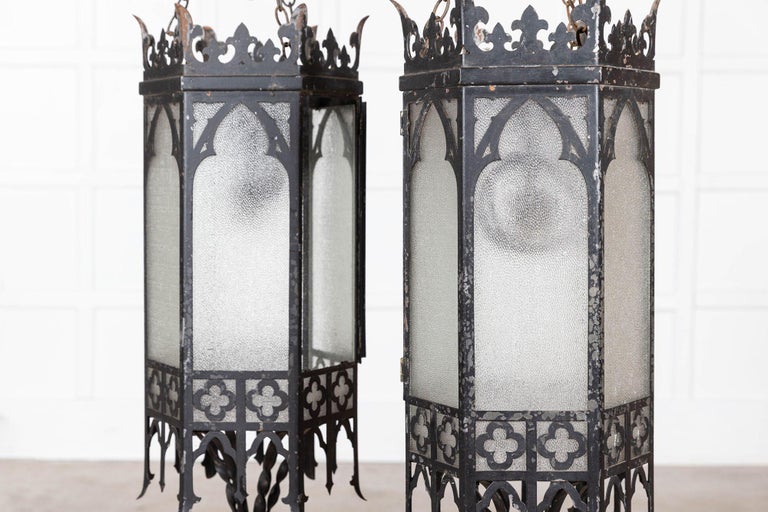 Monumental Pair Gothic Revival Church Lanterns For Sale at 1stDibs