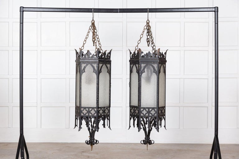 Monumental Pair Gothic Revival Church Lanterns For Sale at 1stDibs