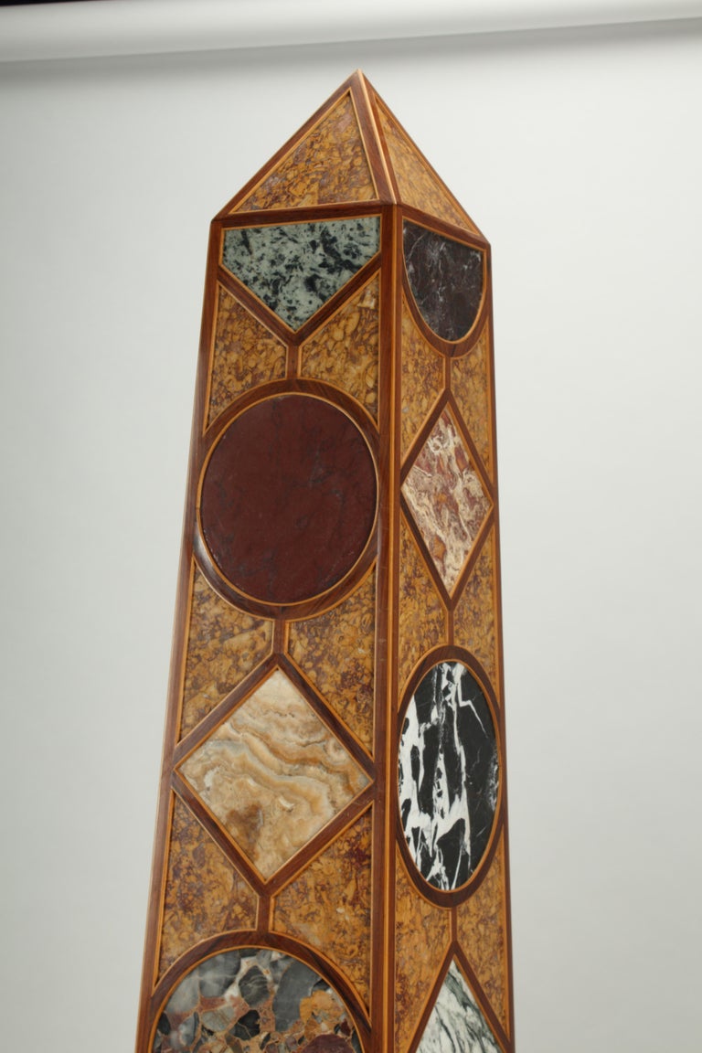 Monumental Marble Inlaid Obelisks, Grand Tour Style For Sale at 1stDibs