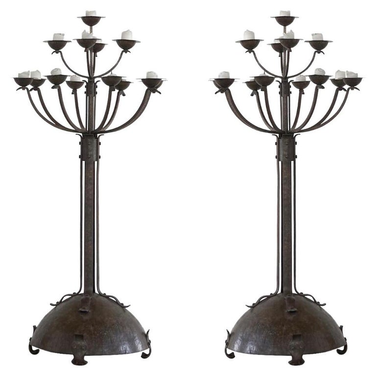 Monumental Pair of Hand Forged Art Deco Candle Holders 1930s For Sale ...