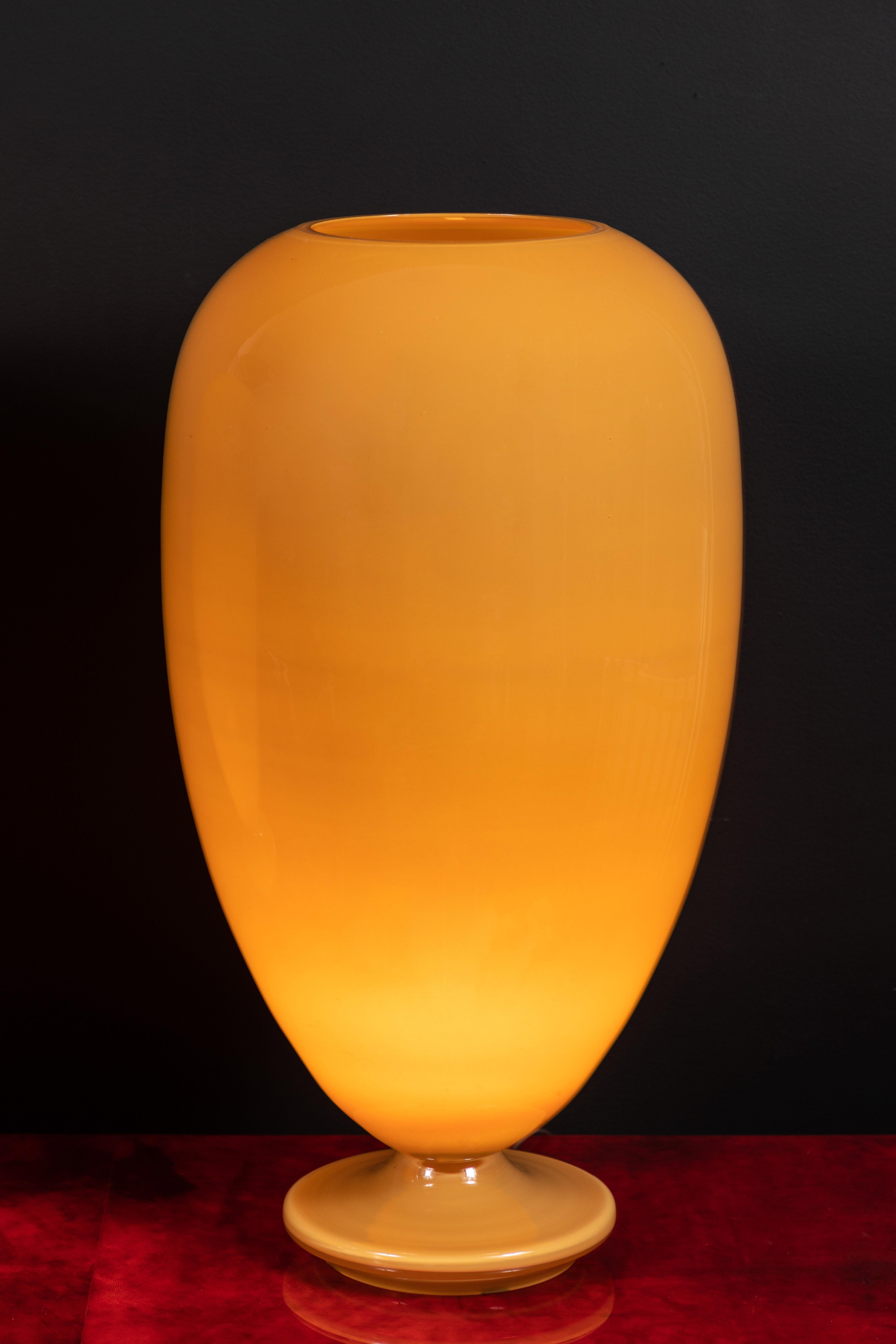 Monumental Pair of Murano Glass Lighted Urn Shape Lamps at 1stDibs